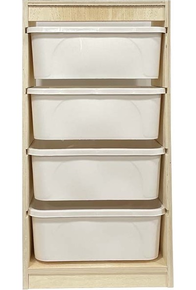 Bienwood BIE-7006 4'lü Plastik Çekmeceli Ahşap Raf 2020ST000000948