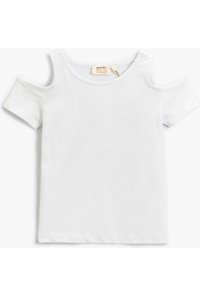 Koton Omzu Açık Basic Tişört Pamuklu Kısa Kollu