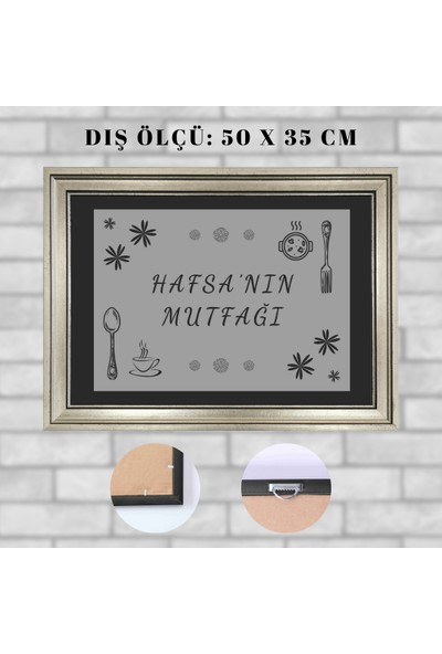Tuğra Sanat Galerisi Mutfak Tablosu. 50 x 35 Cm. Renk Çizgili Gümüş Siyah