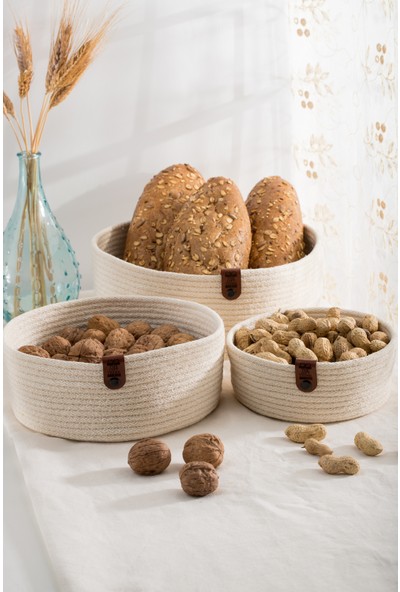 The Gift Think - El Yapımı Çok Amaçlı Dekoratif Sepet Üçlü Set