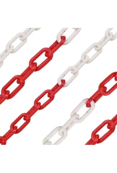 Liggo 25 mt Pilastik Zincir 8 mm Kırmızı Beyaz Plastik Zincir