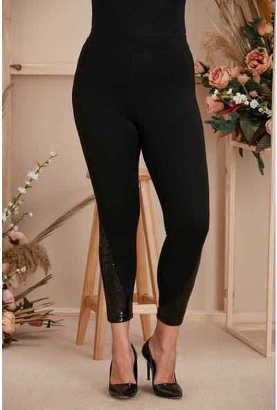 Rmg Pul Payet Işlemeli Büyük Beden Siyah Tayt Rmg Pul Payet Işlemeli Büyük Beden Siyah Tayt