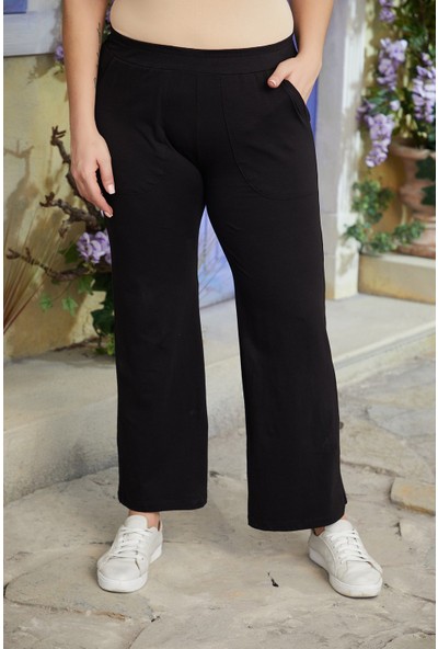 Rmg Bol Paça Büyük Beden Siyah Eşofman Altı