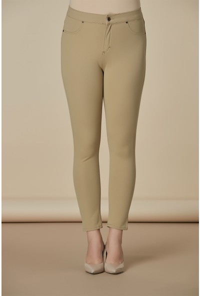 Rmg Cep Detaylı Büyük Beden Pamuk Pantolon Hardal