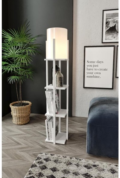 Halımax Dekoratif Beyaz Raflı Modern Lambader Halımax Dekoratif Beyaz Raflı Modern Lambader