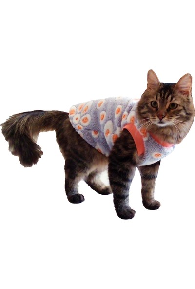 Stylie Kışlık Peluş Kedi Yeleği, Çiçekli Stylie Kışlık Peluş Kedi Yeleği, Çiçekli