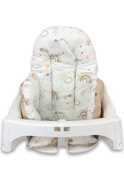 Bebek Özel Mama Sandalyesi Minderi Kahverengi Gökkuşağı/kahverengi Yıldızlı