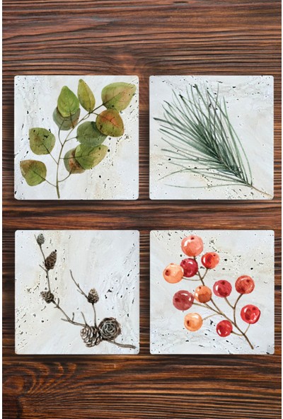 Begoloni Doğaltaş Bardak Altlığı 4'lü Set - Doğal Desenler Baskılı Bardak Altı Begoloni Doğaltaş Bardak Altlığı 4'lü Set - Doğal Desenler Baskılı Bardak Altı