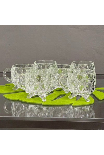 Blue Çarşım Perotti Taddeo 3 Ayaklı 6'lı Cam Çay Kahve Fincan Seti