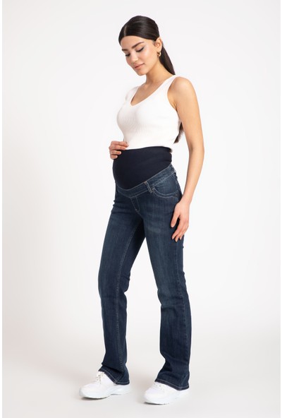 Koyu Mavi Kadın Kot Pantolon Hamile