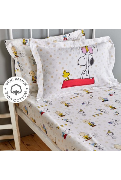 Peanuts by Karaca Home Snoopy Birthday %100 Pamuk Tek Kişilik Fitted Çarşaf Peanuts by Karaca Home Snoopy Birthday %100 Pamuk Tek Kişilik Fitted Çarşaf