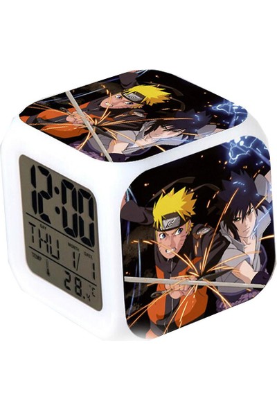 Uzumaki Naruto Uchiha Sasuke Dijital Termometre Parlayan Küp Çalar Saat Renk Değiştirme LED Uzumaki Naruto Uchiha Sasuke Dijital Termometre Parlayan Küp Çalar Saat Renk Değiştirme LED