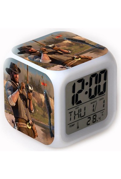 Kırmızı Ölü Çalar Saat Renk Değiştirme Kare LED Saat