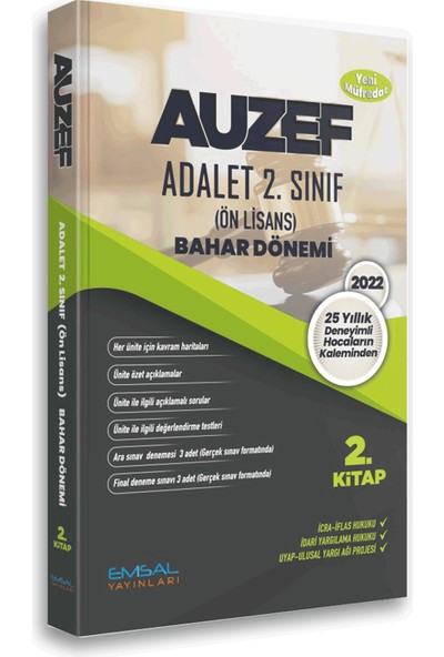 Emsal Yayınları Auzef Istanbul Üniversitesi Adalet 2. Sınıf 2. Kitabı Bahar Dönemi