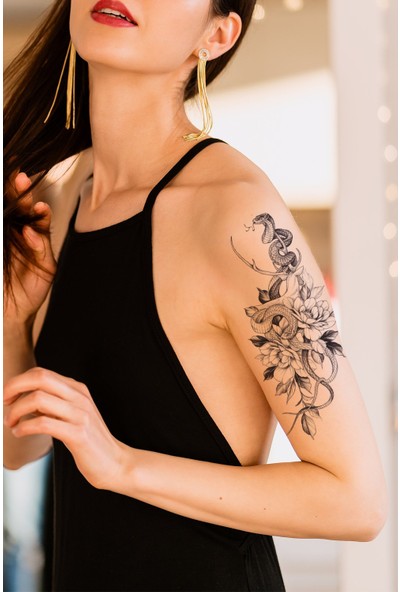 Tigress Çiçek ve Yılan Gerçekçi Geçici Dövme