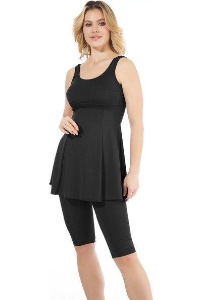 Estiva Kadın Askılı Taytlı Elbise Mayo - Siyah