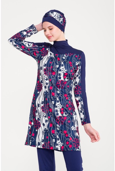 Estiva Armare Kadın Tam Kapalı Tesettür Mayo - Lacivert