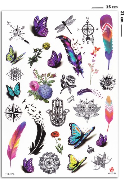 Unisex Çok Desenli Renkli Karışık Geçici Dövme