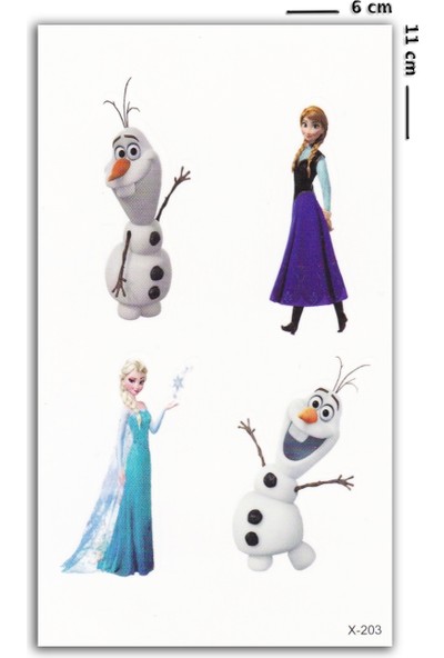 Olaf Karlar Ülkesi Mini Boy Geçici Çocuk Dövmesi