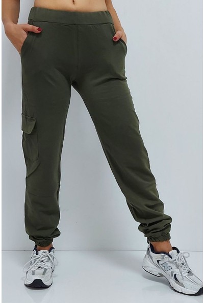 Kargo Cepli Eşofman Altı Haki