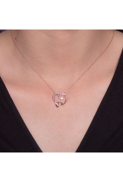 Tektaşlı Kalp 925 Ayar Gümüş Kolye