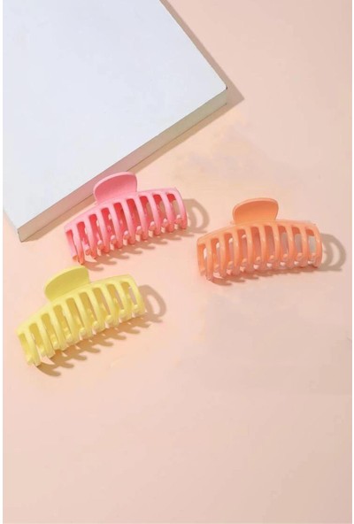 Bahels Kadın Pastel Renk 3’lü Trend Xl Mandal Toka Seti