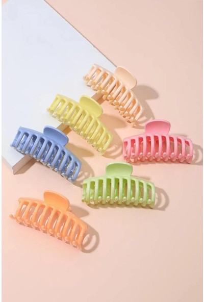 Bahels Kadın Pastel Renk 6’lı Trend Xl Mandal Toka Seti