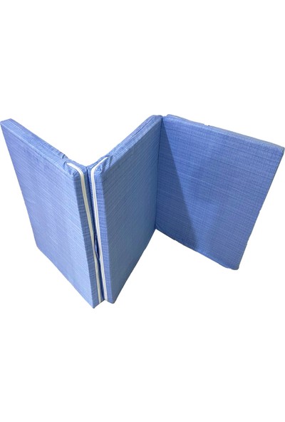 Katlanır Yer Yatağı Sünger Yatak Mavi Çizgili 80X180 Cm-7 cm Tek Kişilik