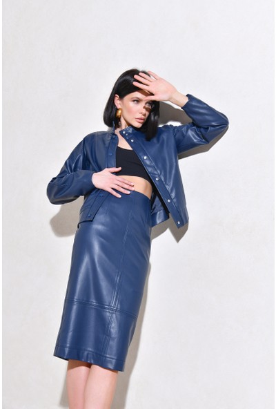 Bezko Bezko lacivert Deri Etekli Takım Elbise Bp 3801