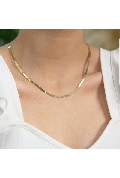 Üresinler Italyan Ezme Kemer Kolye 14 Ayar Altın