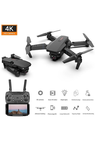 Generic 2021 Yeni Mini Drone 4 K 1080 P Hd Kamera Wifi Katlanabilir Quadcopter Rc Drone Oyuncak E88 (Yurt Dışından) Generic 2021 Yeni Mini Drone 4 K 1080 P Hd Kamera Wifi Katlanabilir Quadcopter Rc Drone Oyuncak E88 (Yurt Dışından)