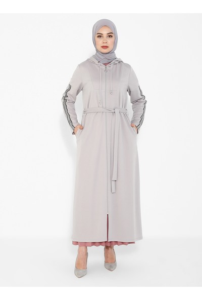 Tavin Kuşaklı Payet Detaylı Kap - Gri - Tavin Tavin Kuşaklı Payet Detaylı Kap - Gri - Tavin