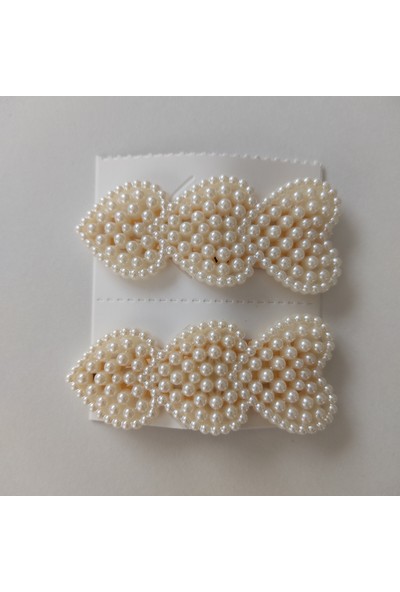 2k E-Ticaret Kadın Inci Motifli Çıt Çıt Yan Toka Seti 2'li