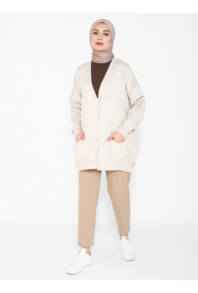 Tavin Cep Detaylı Düğmeli Triko Hırka - Bej - Tavin Tavin Cep Detaylı Düğmeli Triko Hırka - Bej - Tavin