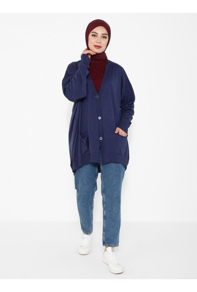 Tavin Cep Detaylı Düğmeli Triko Hırka - Lacivert - Tavin Tavin Cep Detaylı Düğmeli Triko Hırka - Lacivert - Tavin