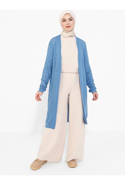 Düz Renk Triko Hırka - Indigo - Tavin Düz Renk Triko Hırka - Indigo - Tavin