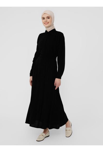 Refka Doğal Kumaşlı Bluz&etek Ikili Takım - Siyah - Refka Basic