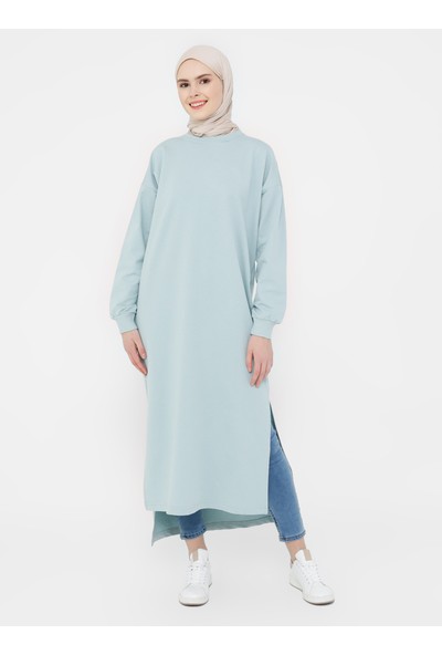 Refka Yırtmaç Detaylı Basic Tunik - Nil Yeşili - Refka Basic Refka Yırtmaç Detaylı Basic Tunik - Nil Yeşili - Refka Basic