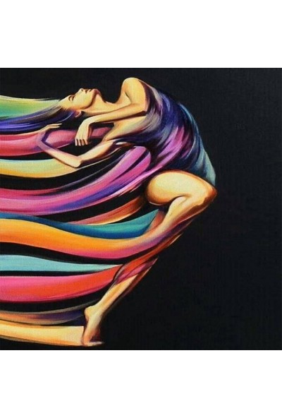 Hobi Tedarik Renk Kuşağındaki Kadın Sayılarla Boyama Seti Çerçevesiz 60 x 75 cm