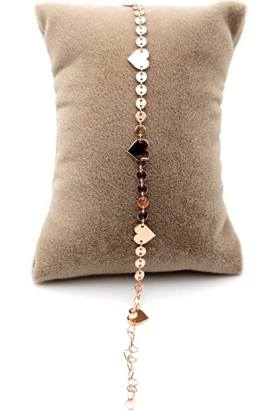 Karra Jewelry Kadın Ayarlanabilir Kalpli Altın Kaplama 925 Ayar Gümüş Halhal Rose Renk Karra Jewelry Kadın Ayarlanabilir Kalpli Altın Kaplama 925 Ayar Gümüş Halhal Rose Renk