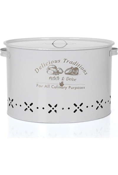 2 Bölmeli Metal Patates Soğan Kovası Beyaz 18 Lt