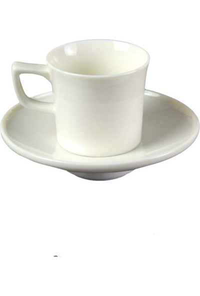 Güral Porselen Hüma Kahve Fincanı Tabaklı Krem 6 Adet