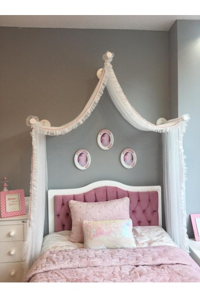 Trend Oda Genç Odası Butik Cibinlik Bella Ekru 3 Çubuklu Set