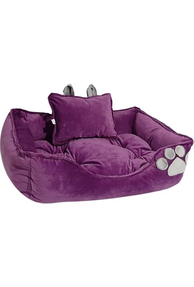 Patili Evler Mor Kedi ve Küçük Irk Köpek Yatağı 40X50 cm - Yastıklı - Patili Evler Mor Kedi ve Küçük Irk Köpek Yatağı 40X50 cm - Yastıklı -