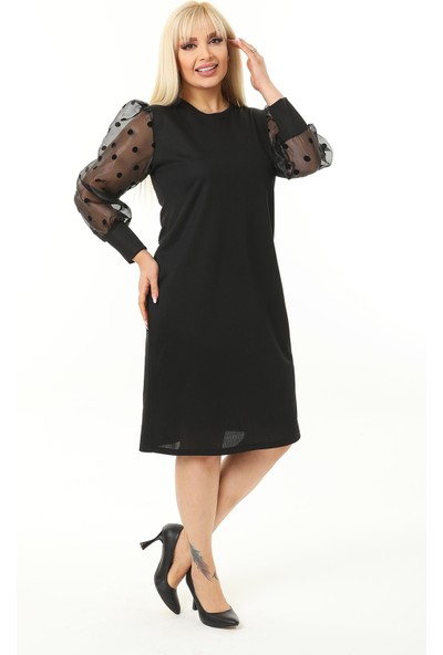 1fazlası Kadın Büyük Beden Siyah Puantiye Organze Balon Kol Abiye Elbise 1fazlası Kadın Büyük Beden Siyah Puantiye Organze Balon Kol Abiye Elbise