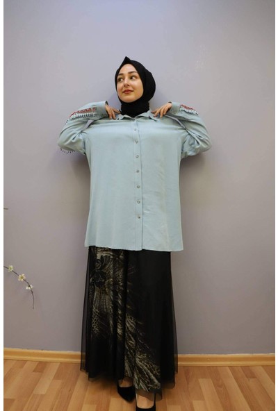 Sedna Kadın Büyük Beden Kolları Şerit Boncuklu