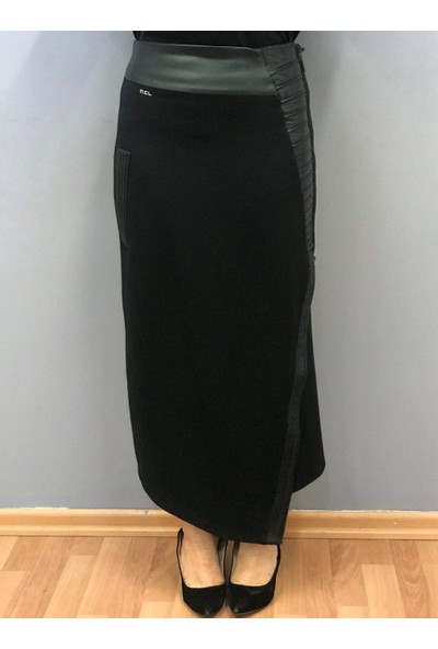 Ncl Kadın Siyah Deri Fermuar Detaylı Etek