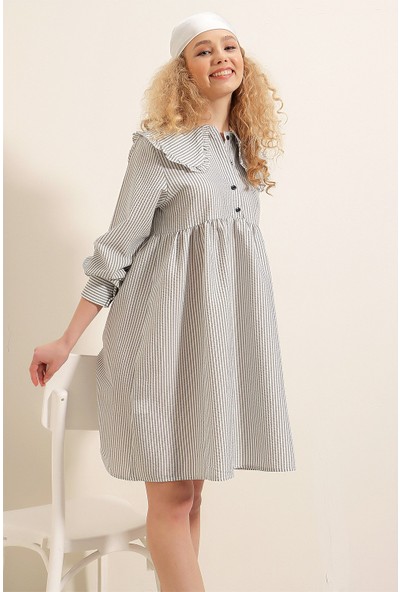 Hakke Çizgili Bebe Yaka Tunik