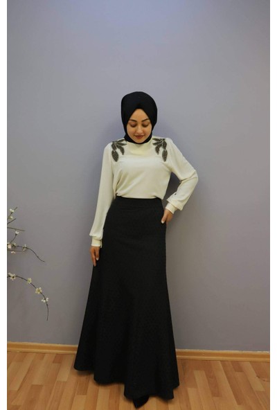 KAYRA Kadın Simli Puantiyeli Etek