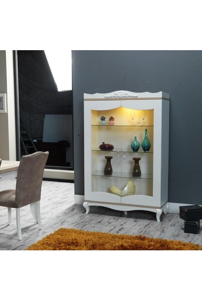 Ipek Mobilya Massımo Iki Kapaklı Vitrin ( Beyaz )